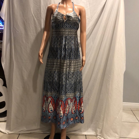Guess | Dresses | New Guess Long Dress Blue White Orange Small | Poshmark